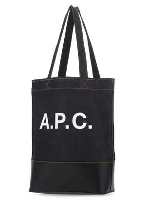 A.p.c. Denim And Leather Shopping Bag