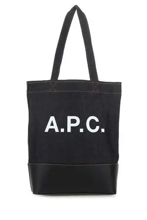 A.p.c. Denim And Leather Shopping Bag