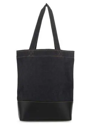 A.p.c. Denim And Leather Shopping Bag