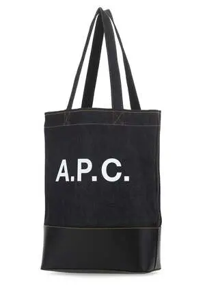 A.p.c. Denim And Leather Shopping Bag - Blue
