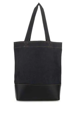 A.p.c. Denim And Leather Shopping Bag - Blue
