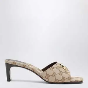 Gucci Double G Gg Canvas Slider Sandals - Cream