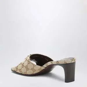 Gucci Double G Gg Canvas Slider Sandals - Cream