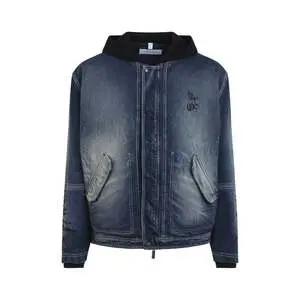 Off-White Cherry Fleece Denim Jacket - Blue