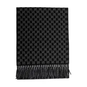 Gucci Wool And Cashmere Scarf Gg - Gray