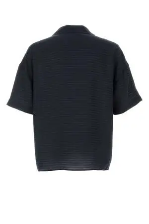 Saint Laurent Navy Silk Oversize Polo Shirt