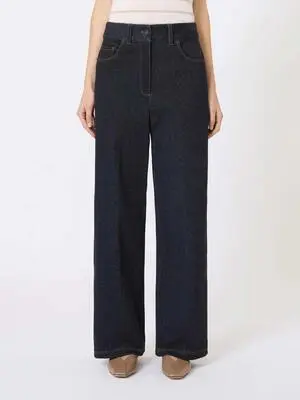Max Mara Denim-effect Jersey Trousers Navy