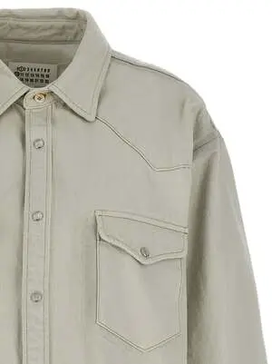 MAISON MARGIELA Padded Cotton Denim Overshirt - White