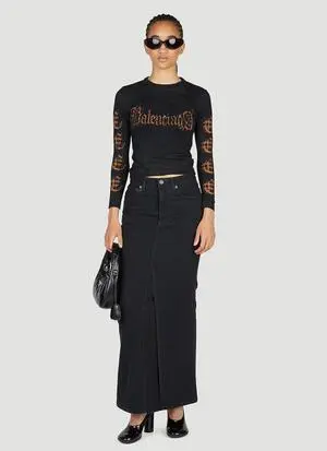 Balenciaga Cotton Denim Maxi Skirt - Black
