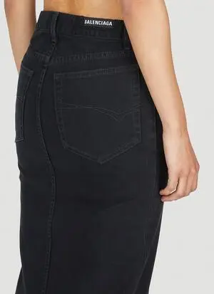 Balenciaga Cotton Denim Maxi Skirt - Black