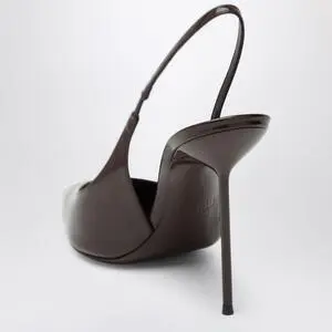 Paris Texas Lidia Slingback Pumps In Ebony Patent Leather - Brown