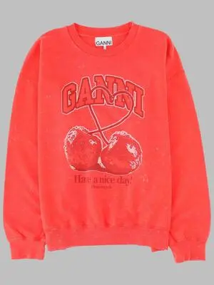 GANNI Felpa Con Stampa Ciliegie - Red