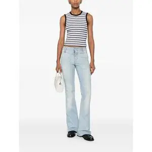 Amiri Striped Ribbed Knit Tank Top - White