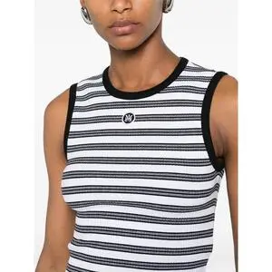 Amiri Striped Ribbed Knit Tank Top - White
