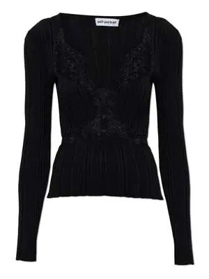 SELF-PORTRAIT Lace Top - Black