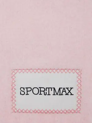 Sportmax Pink Scarf With Logo Patch On The Front And Fringed Hem In Wool Blend - Multicolor