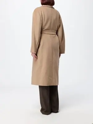 Max Mara Madame Double-breasted Long Wool Coat With Belt - Brown