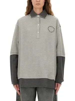 Stella McCartney Oversize Cotton Polo Shirt - Gray
