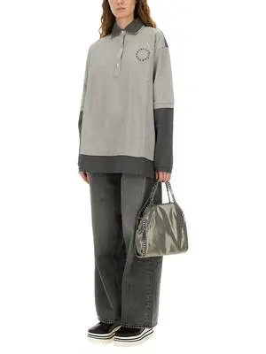 Stella McCartney Oversize Cotton Polo Shirt - Gray