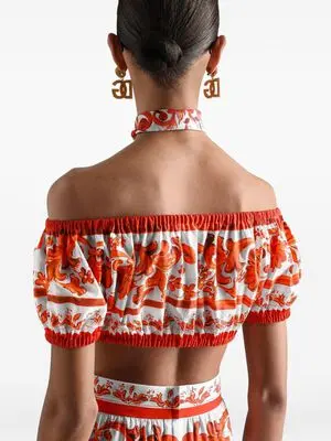 Dolce & Gabbana Maiolica Print Poplin Top - Multicolor
