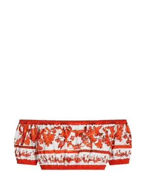 Dolce & Gabbana Majolica Print Poplin Top - Multicolor