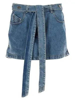 Attico Denim Skirt With Belt - Blue