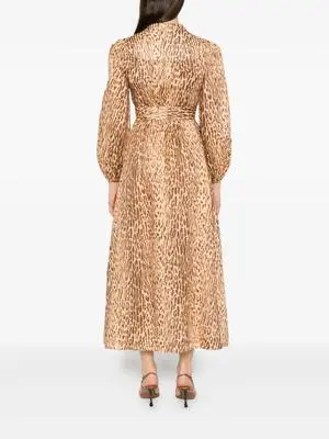 Zimmermann Cascadian Plunge Midi Dress - Brown
