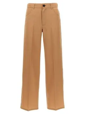 JIL SANDER Wool Gabardine Loose Leg Pants