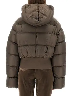 Rick Owens Down Jacket With Hood - Brown