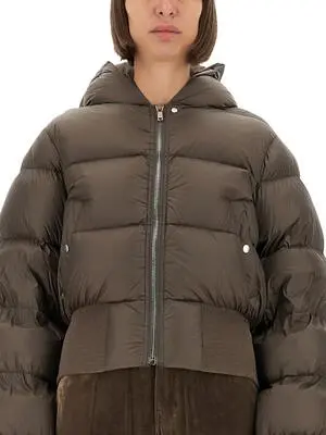 Rick Owens Down Jacket With Hood - Brown