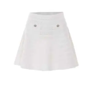 SELF-PORTRAIT Pointelle Knit Mini Skirt - White