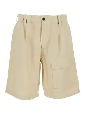 C.P. COMPANY Beige Bermuda With Elasticated Waist And One Front Pocket In Linen For - Multicolor