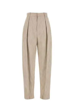 Bottega Veneta Melange Beige Viscosa Blend Pant - Brown