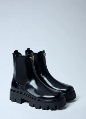 Prada Logo Plaque Ankle Boots