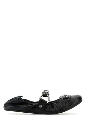 Balenciaga Leather City Ballerinas - Black