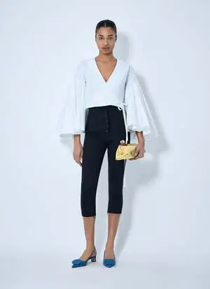 Jacquemus Cotton Poplin V-neck Wrap Blouse - White