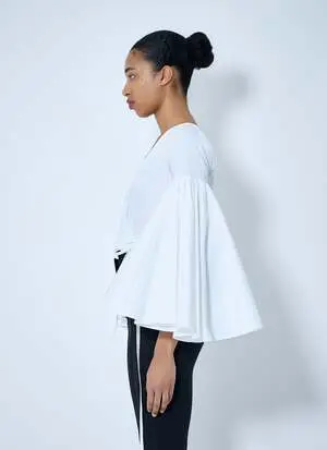 Jacquemus Cotton Poplin V-neck Wrap Blouse - White