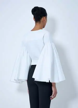Jacquemus Cotton Poplin V-neck Wrap Blouse - White