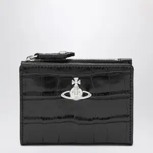 VIVIENNE WESTWOOD Slim Flap Crocodile-embossed Leather Card Holder - Black