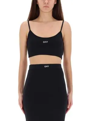 Off-White Top With Thin Straps - Black