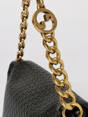 Gucci Lamb Leather Medium Chain Shoulder Bag - Black