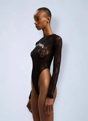 Palm Angels Curved Logo Lace Bodysuit