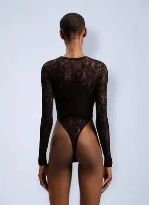 Palm Angels Curved Logo Lace Bodysuit