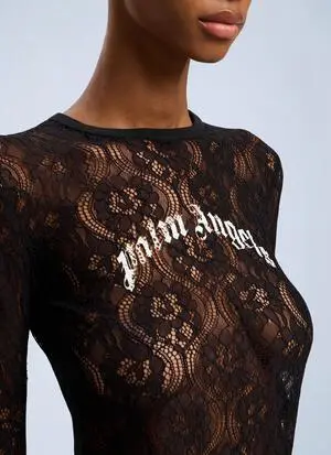 Palm Angels Curved Logo Lace Bodysuit