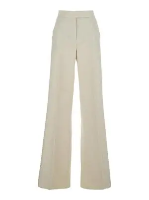 Max Mara Beige High-waisted Linen Pants For - Multicolor