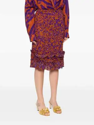 Dries Van Noten Embroidered Viscose Skirt - Multicolor