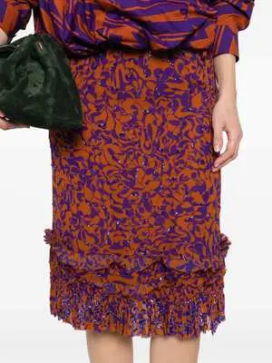 Dries Van Noten Embroidered Viscose Skirt - Multicolor