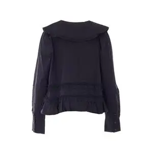GANNI Ruffle Shirt - Black