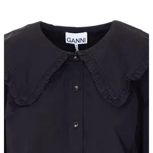 GANNI Ruffle Shirt - Black
