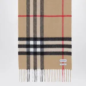 Burberry Cashmere Scarf With Check Motif - Cream